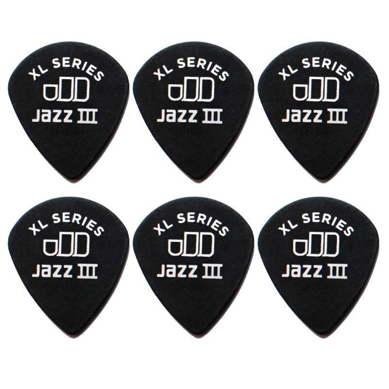 6 x Jim Dunlop Tortex Jazz 3 XL Black 1.35mm Guitar Picks III